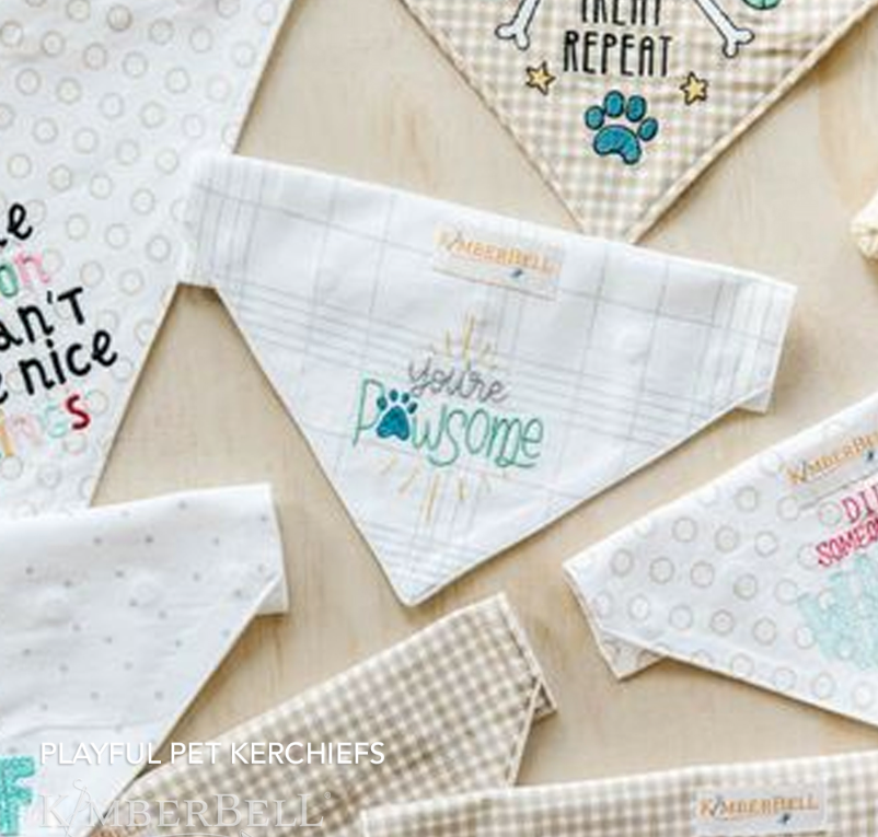 Playful Pet Kerchiefs embroidery designs KD5106 – Half Moon Fabrics